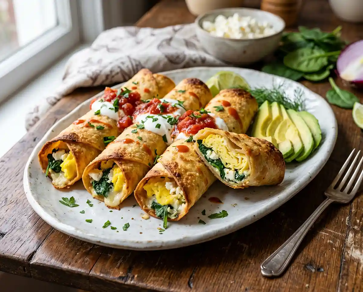 Easy Gluten-Free Spinach Feta Breakfast Taquitos - Grainless Life
